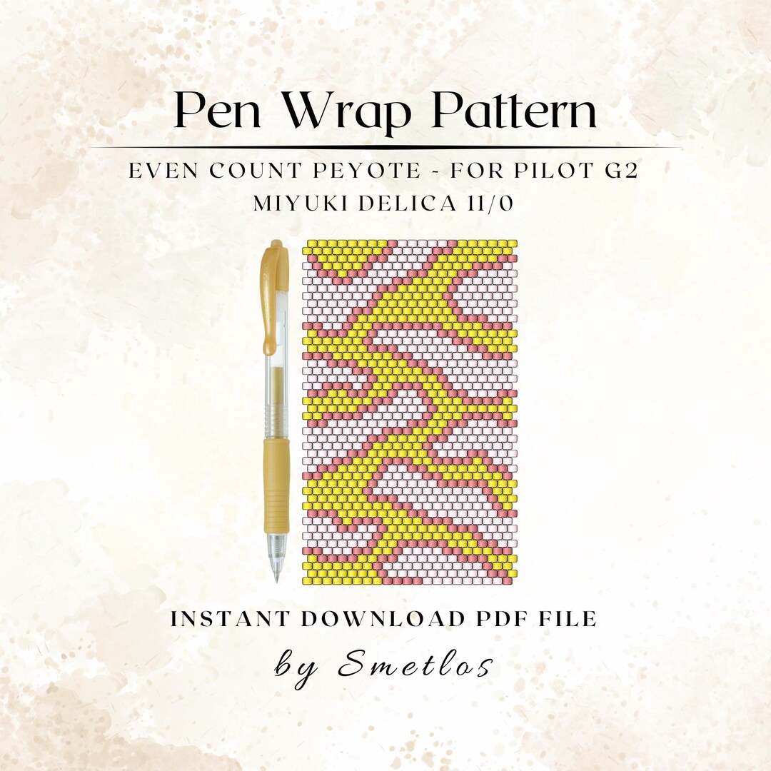 Gold Vein Beaded Pen Wrap Pattern, Miyuki Bead Pattern, Seed Bead Pen ...
