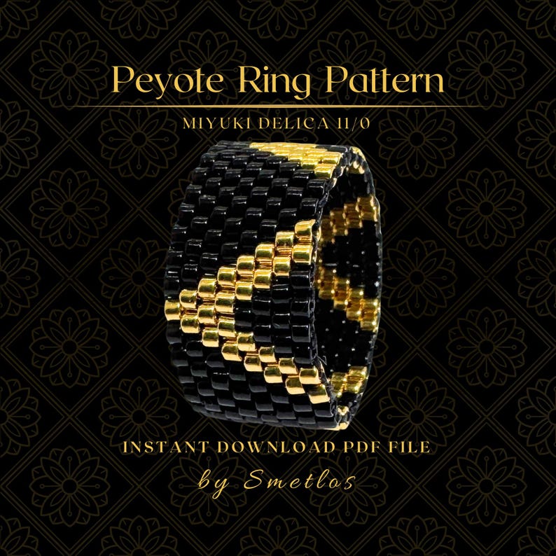 Golden Triangles Peyote Ring Pattern, Beaded Ring Pattern, Miyuki ...