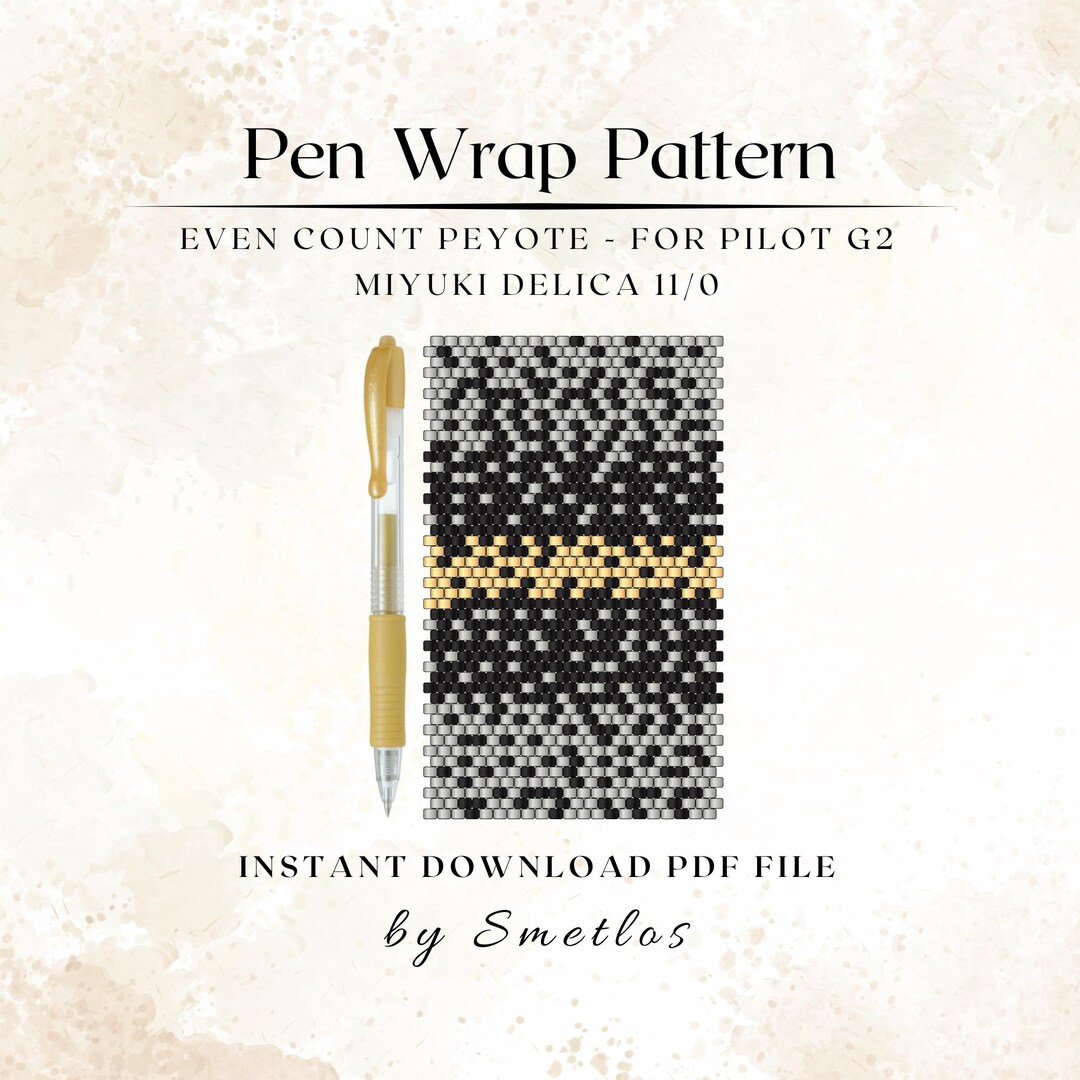 Dark Gold Beaded Pen Wrap Pattern, Miyuki Bead Pattern, Seed Bead Pen ...