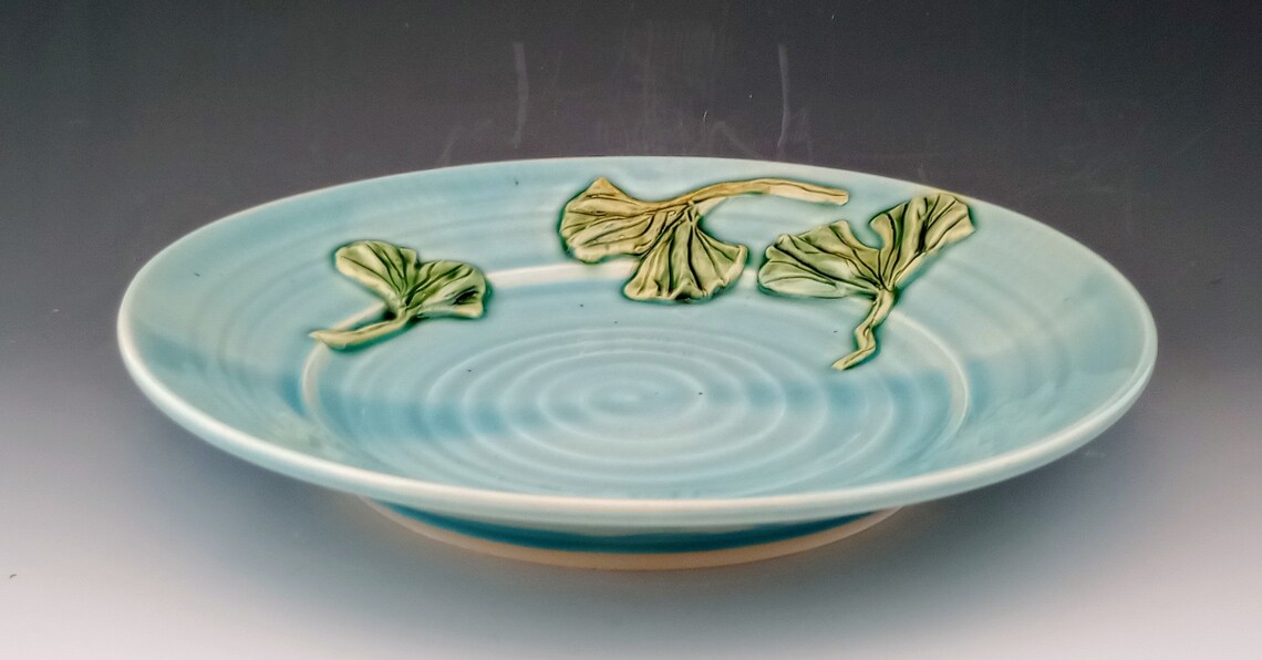 Handmade Botanical Pottery Serving Platter, Ginkgo Leaf Design - Etsy