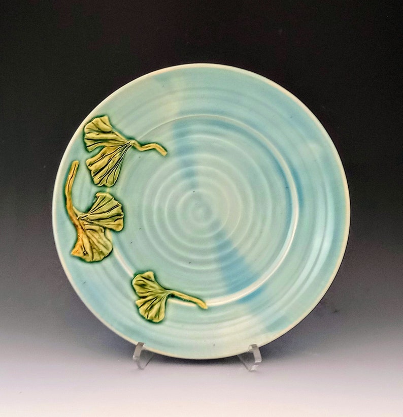 Handmade Botanical Pottery Serving Platter, Ginkgo Leaf Design - Etsy