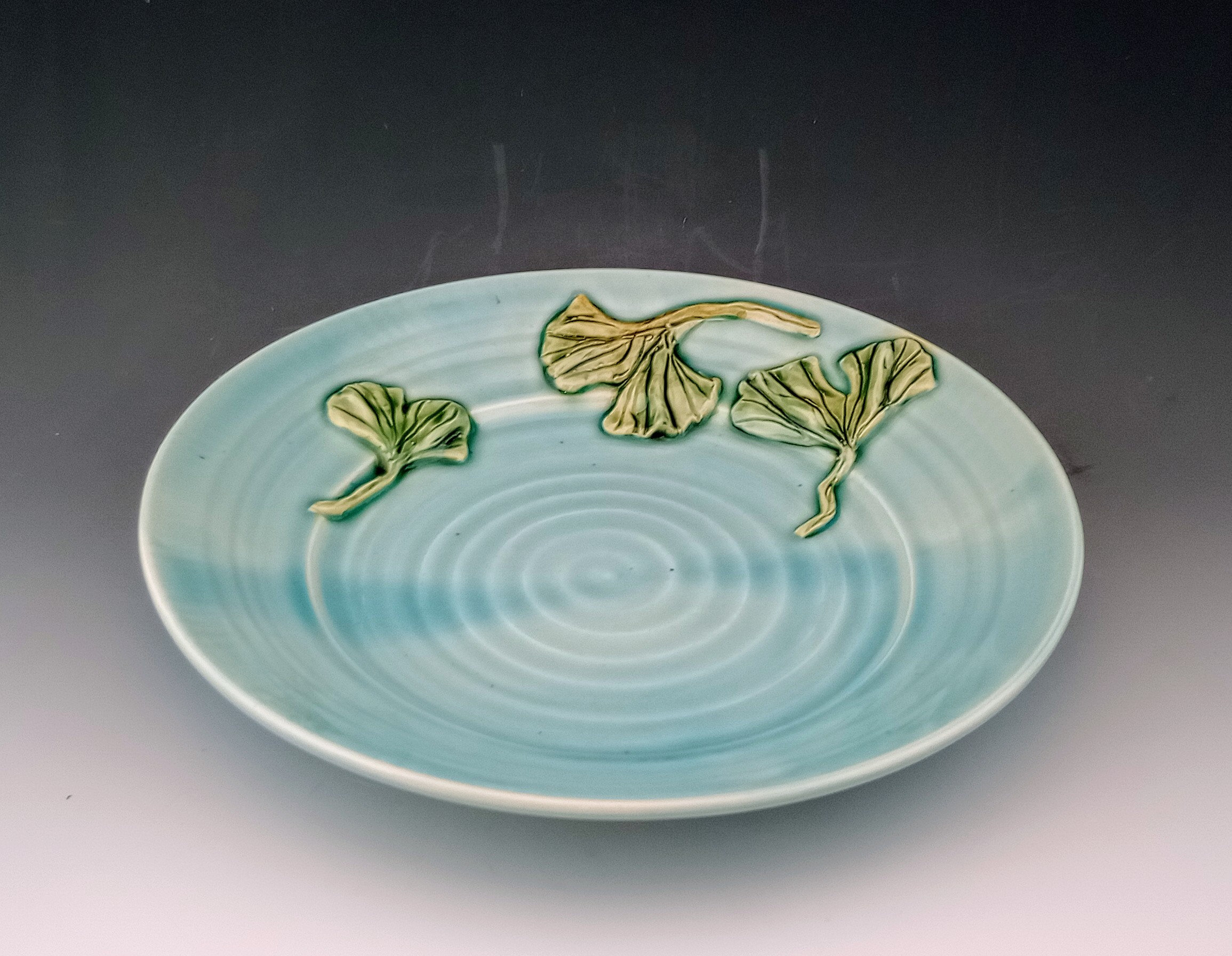 Handmade Botanical Pottery Serving Platter, Ginkgo Leaf Design - Etsy
