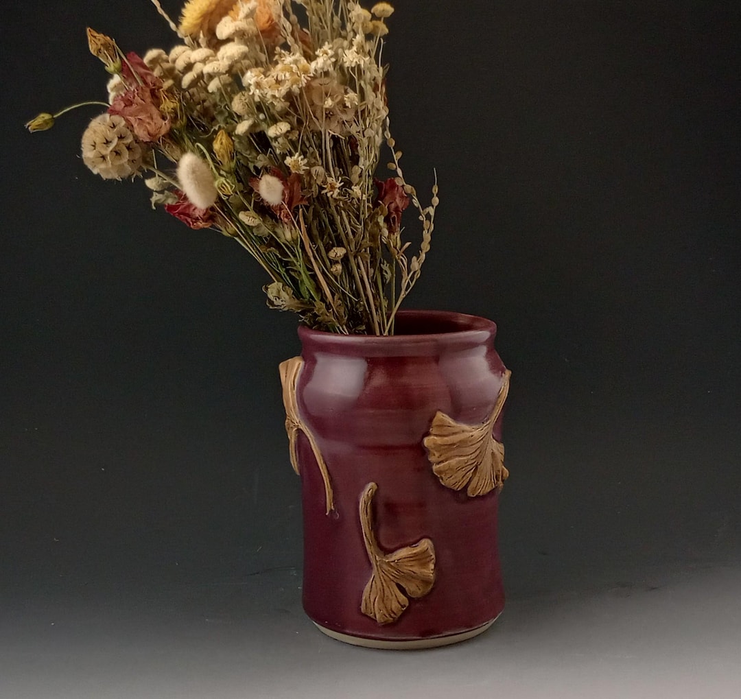 Ginkgo Leaf Vase, Mission Style, Craftsman Vase, Foyer Vase, Pottery ...