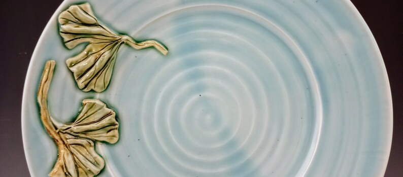 Handmade Botanical Pottery Serving Platter, Ginkgo Leaf Design - Etsy