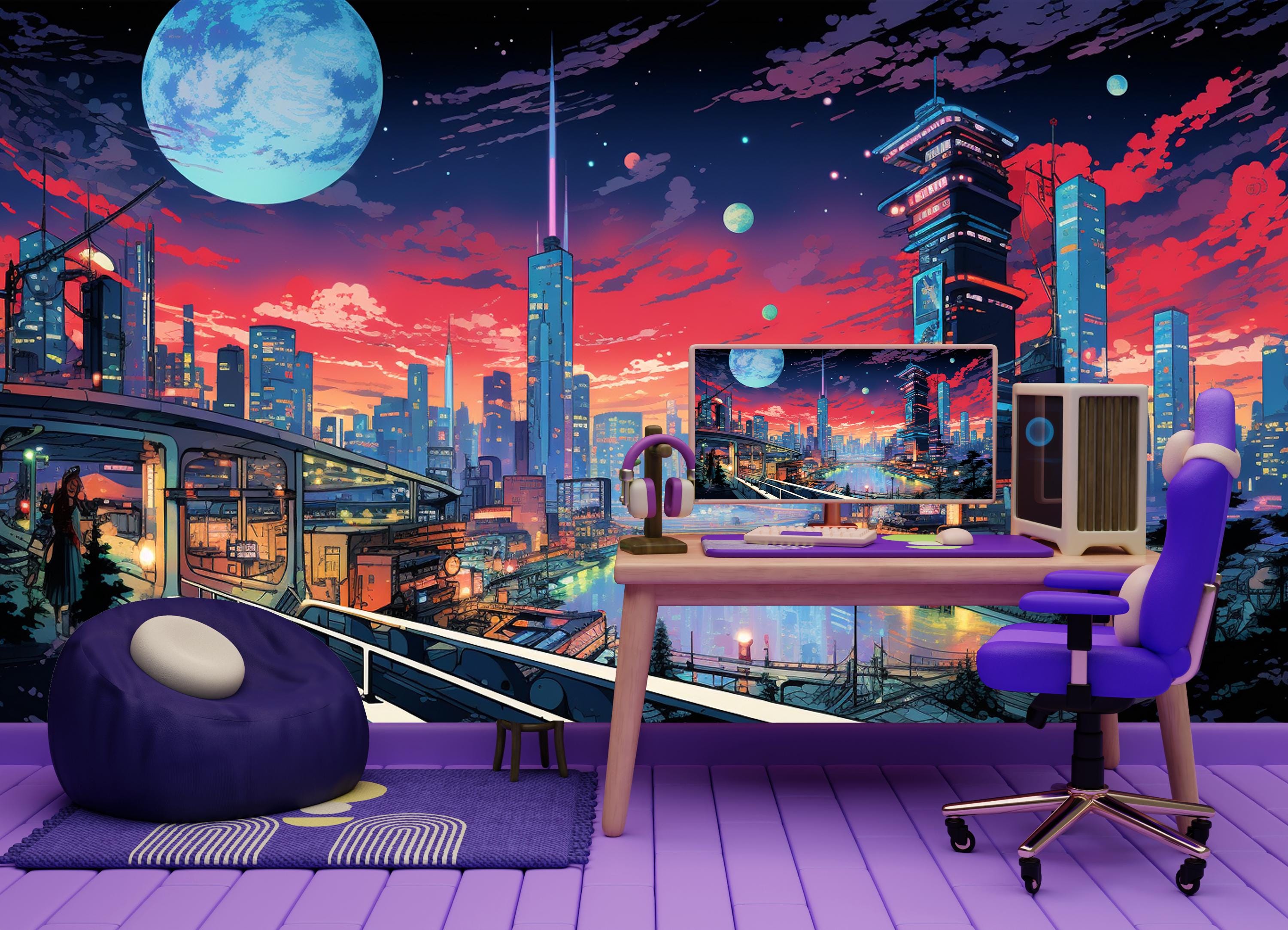 Cyberpunk Decor for Gamer Room, Futuristic Sci-fı Art, Futuristic Wall ...