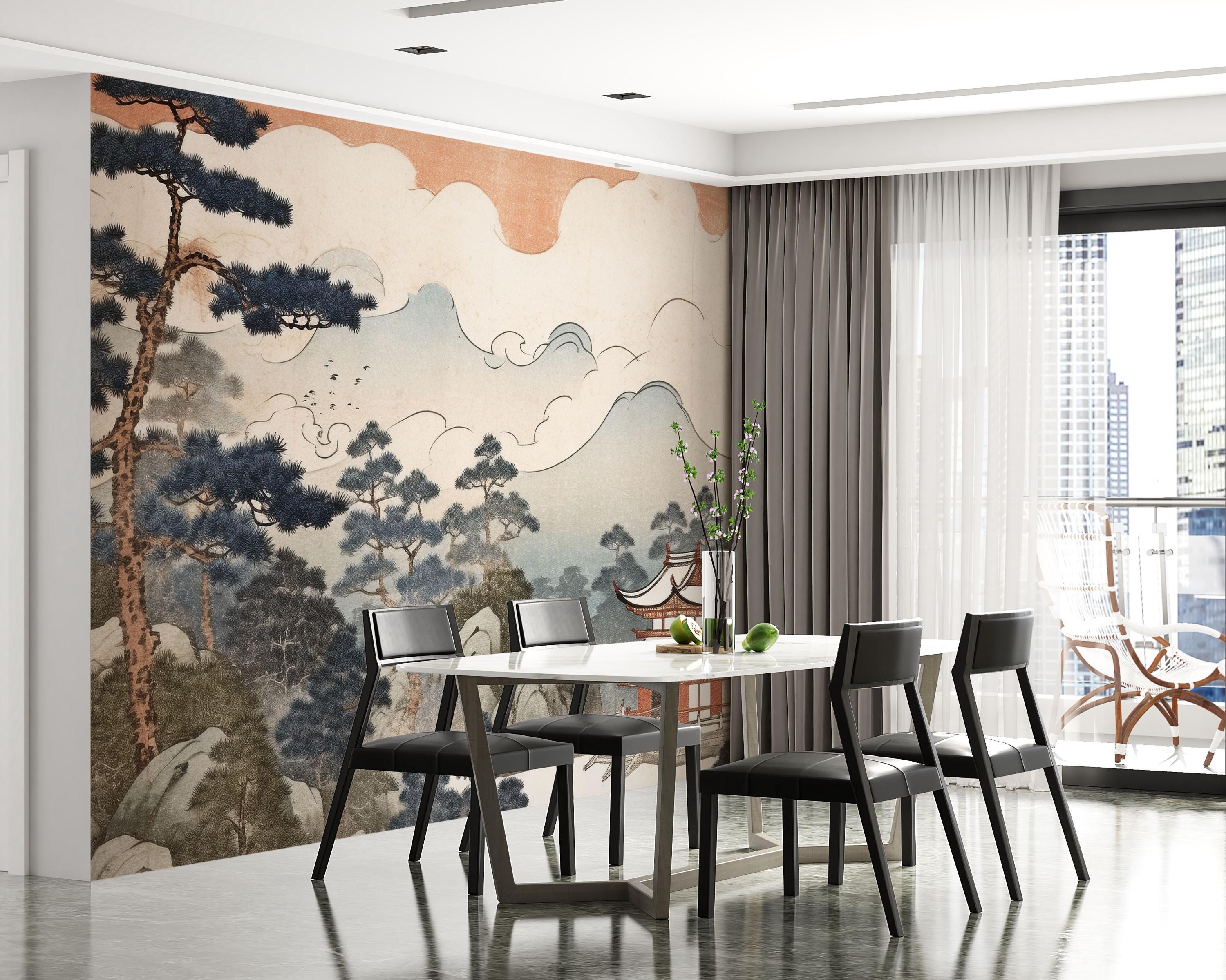 Japanese Pagoda Wall Mural: Kyoto Zen Decor, Ukiyo-e Style Peel & Stick ...