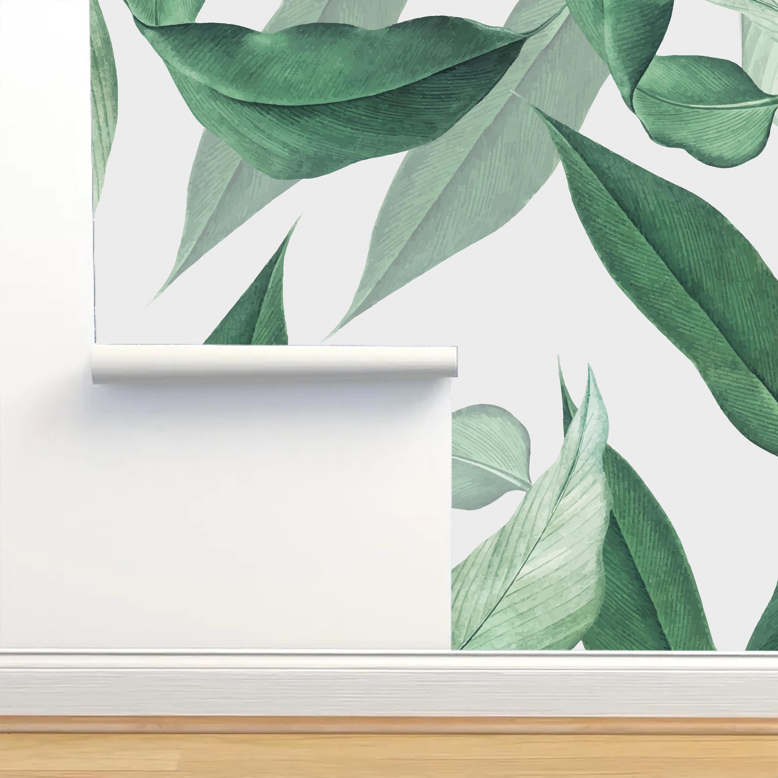Green Leaf Peel and Stick Wallpaper: Tropical Botanical Wall Mural - Etsy