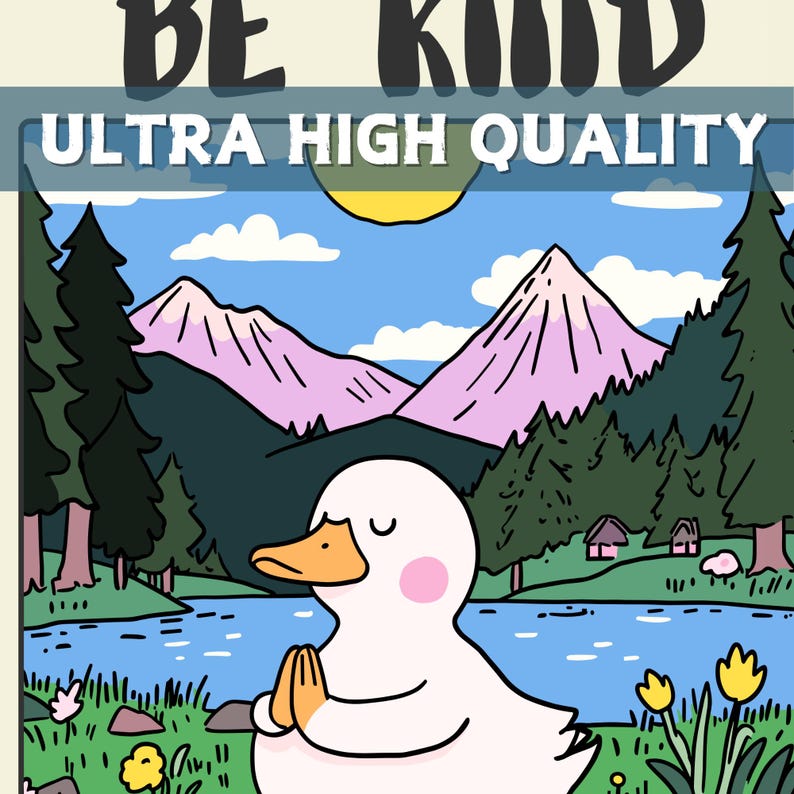 Meditation Duck Print: Be Kind Mental Health Poster - Etsy