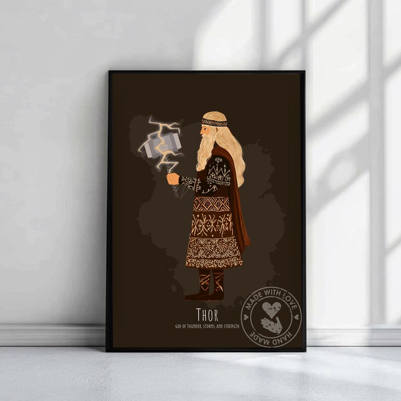Thor God Poster: Norse Mythology Art Print - Etsy