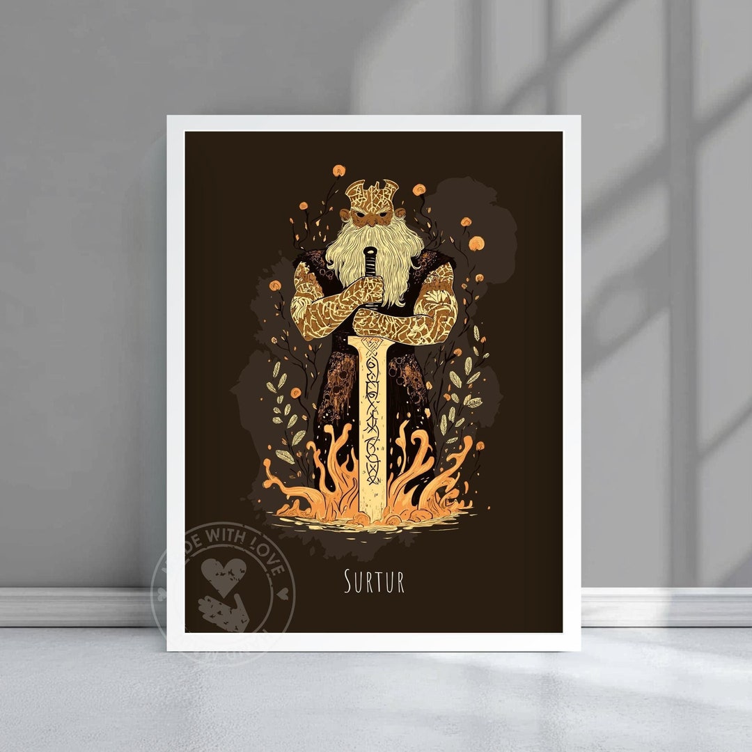 Surtur Poster, Fenrir Fire Giant of Muspelheim, Norse Mythology Art ...