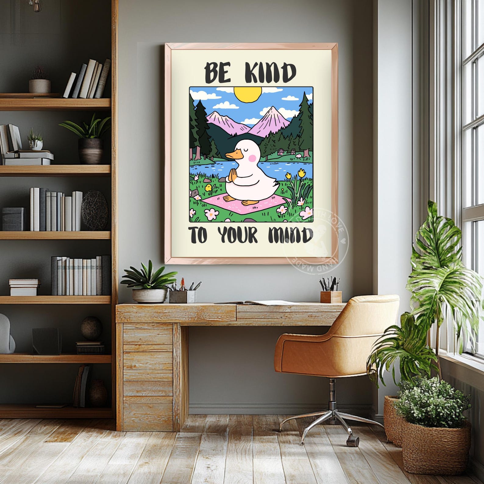 Be Kind Duck Print – Cute Duck Meditation Poster, Mental Health Art ...