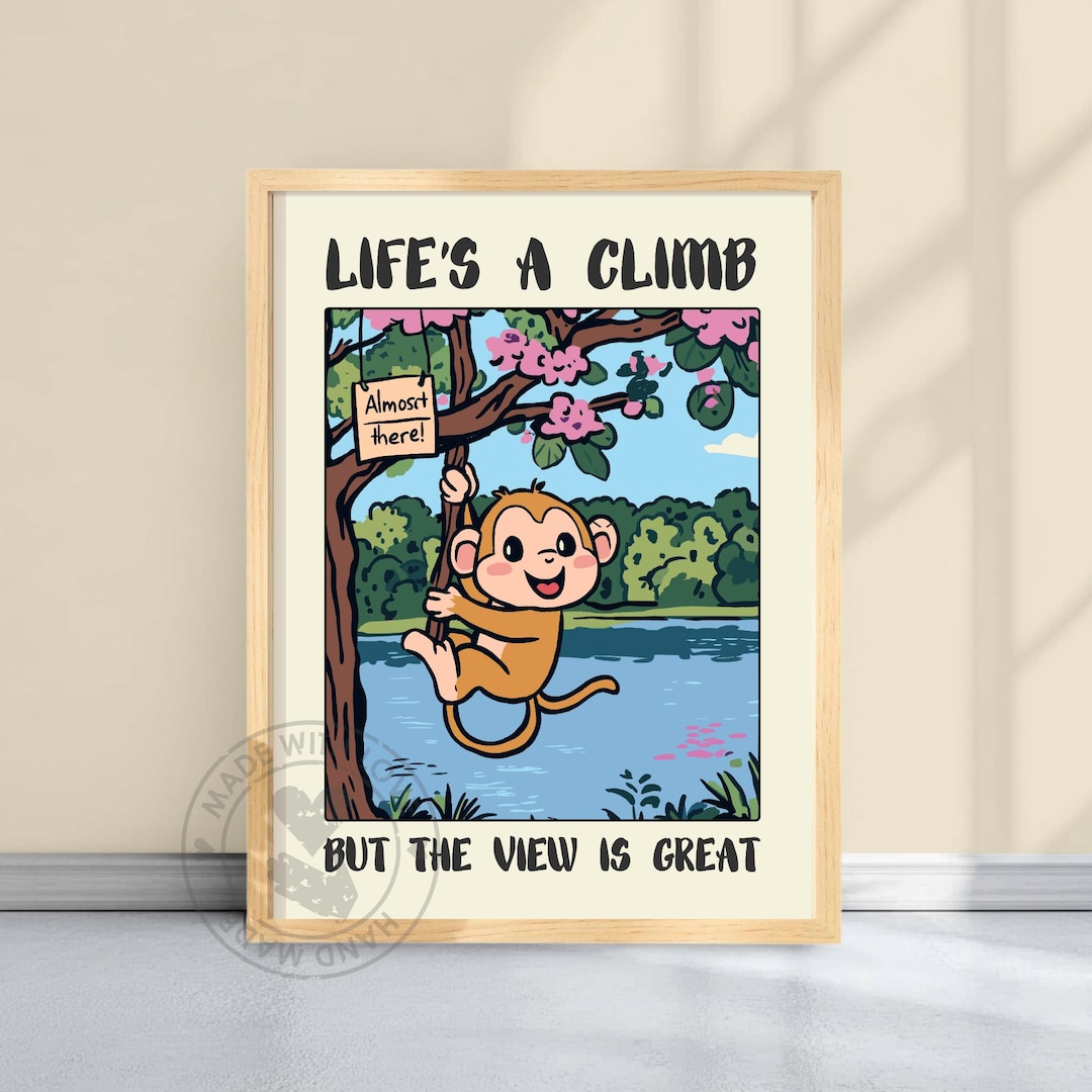 Funny Monkey Poster: Motivational Jungle Wall Art - Etsy