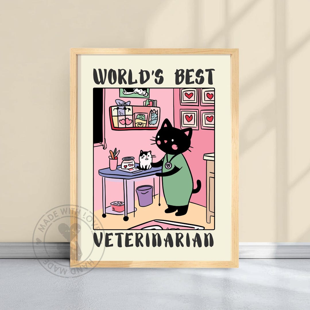 Veterinarian Poster, World's Best Veterinarian Print, Funny Gifts ...