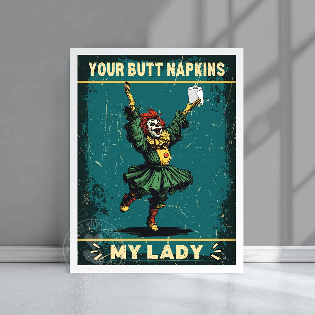 Funny Clown Bathroom Print – Vintage-style Animal Wall Art, Funny ...