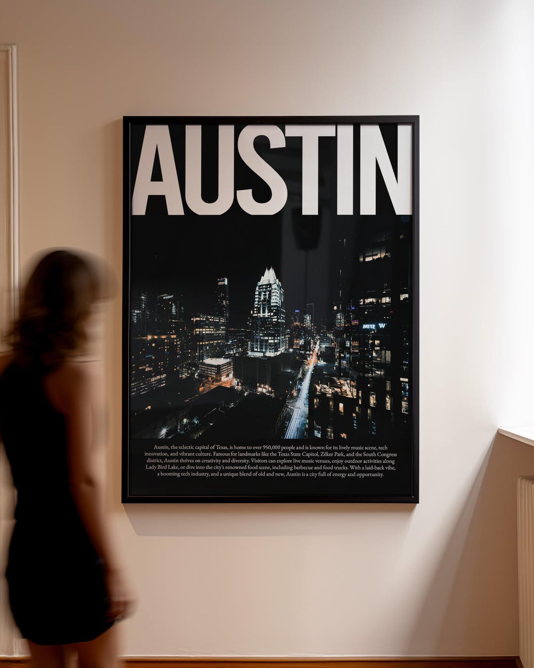 Vertical Austin Skyline Poster, Matte Print for City Lovers, Wall Art ...