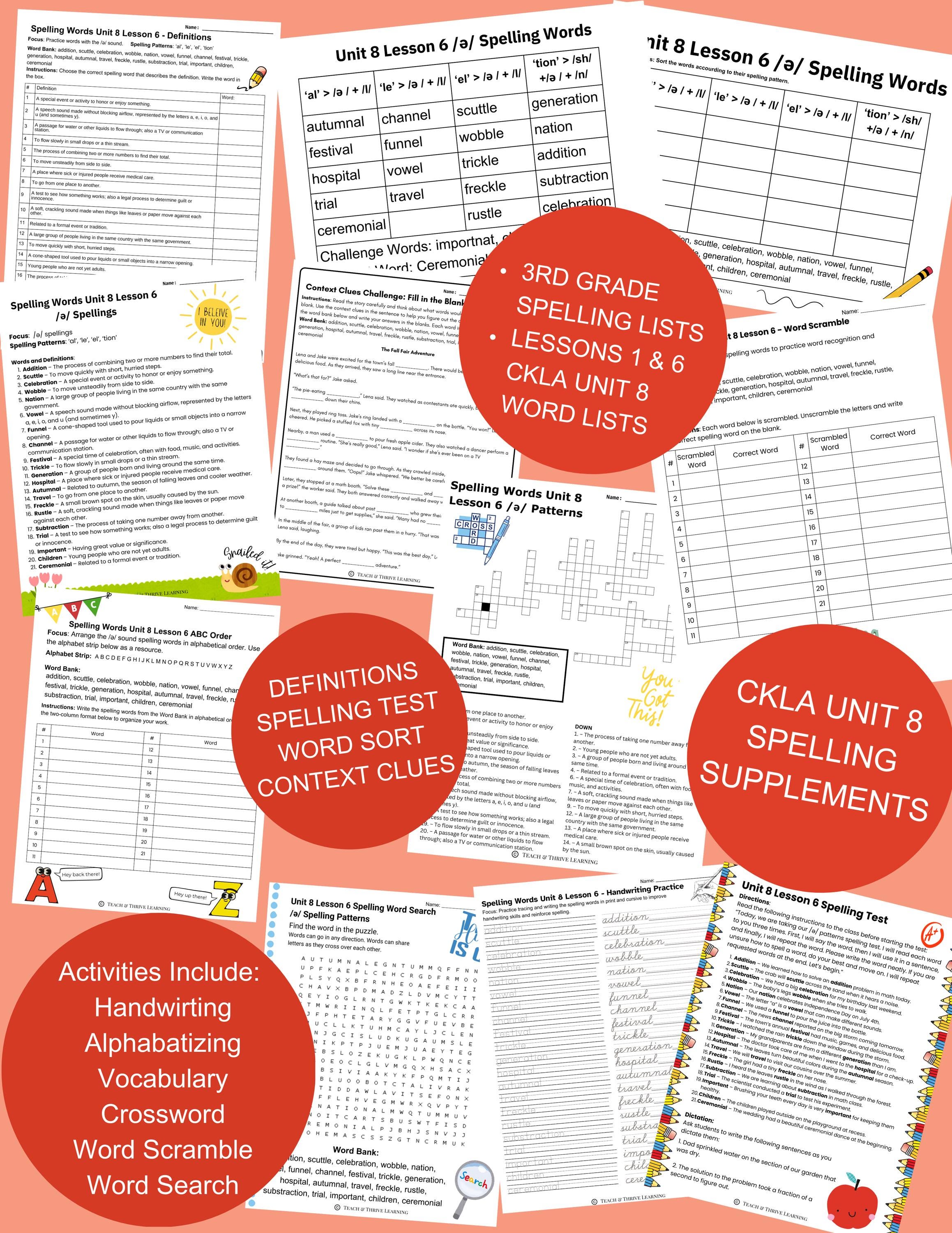 Spelling Activities and Supplements | CKLA Grade 3 Unit 8 Native ...