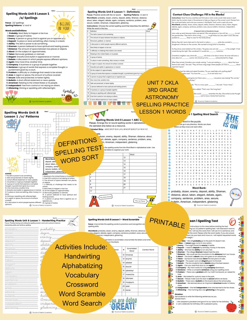 Spelling Activities and Supplements | CKLA Grade 3 Unit 8 Native ...