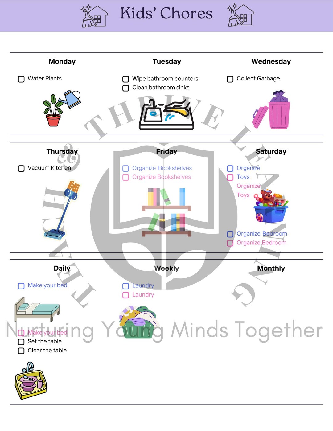 Kids Chore Chart EDITABLE | PRINTABLE | SIMPLE for Busy Families - Etsy