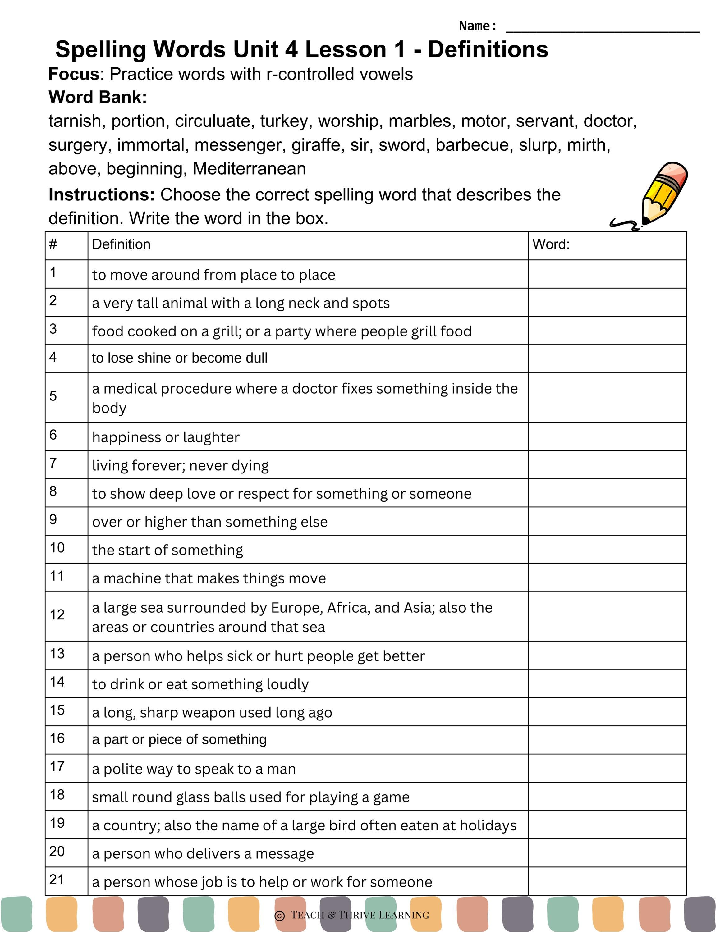 Unit 4 CKLA Grade 3 Spelling Activities | Lessons 1, 6, 11 Lists ...