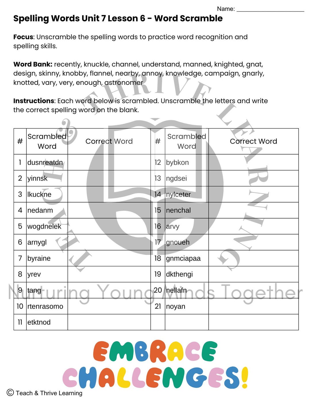 CKLA Grade 3 Spelling Activities Astronomy Unit 7 Lesson 6 | PRINTABLE ...