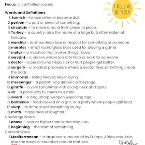 Unit 4 CKLA Grade 3 Spelling Activities | Lessons 1, 6, 11 Lists ...