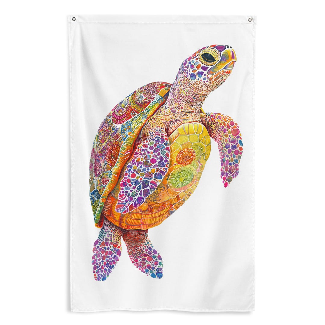 Colorful Turtle Flag - Original Wall Decor - Colorful and Vibrant Art ...
