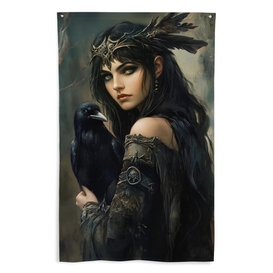 "morrigan and Raven" Flag, Mythology, Celtic Goddess, Poster, Banner ...