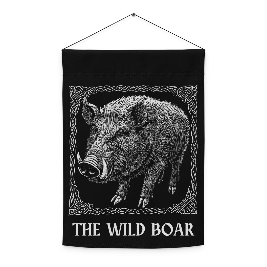 Black and White Celtic Flag of a Boar - Wall / Outdoor Decoration ...