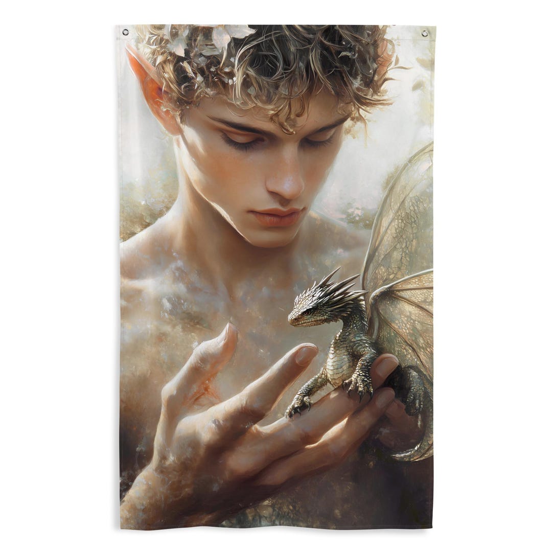 "the Dragonneau" Flag, Elven, Dragon, Fantasy World, Poster, Banner ...