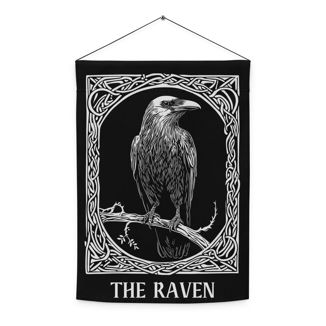 Black and White Celtic Raven Flag - Wall Decor - Pagan - Etsy