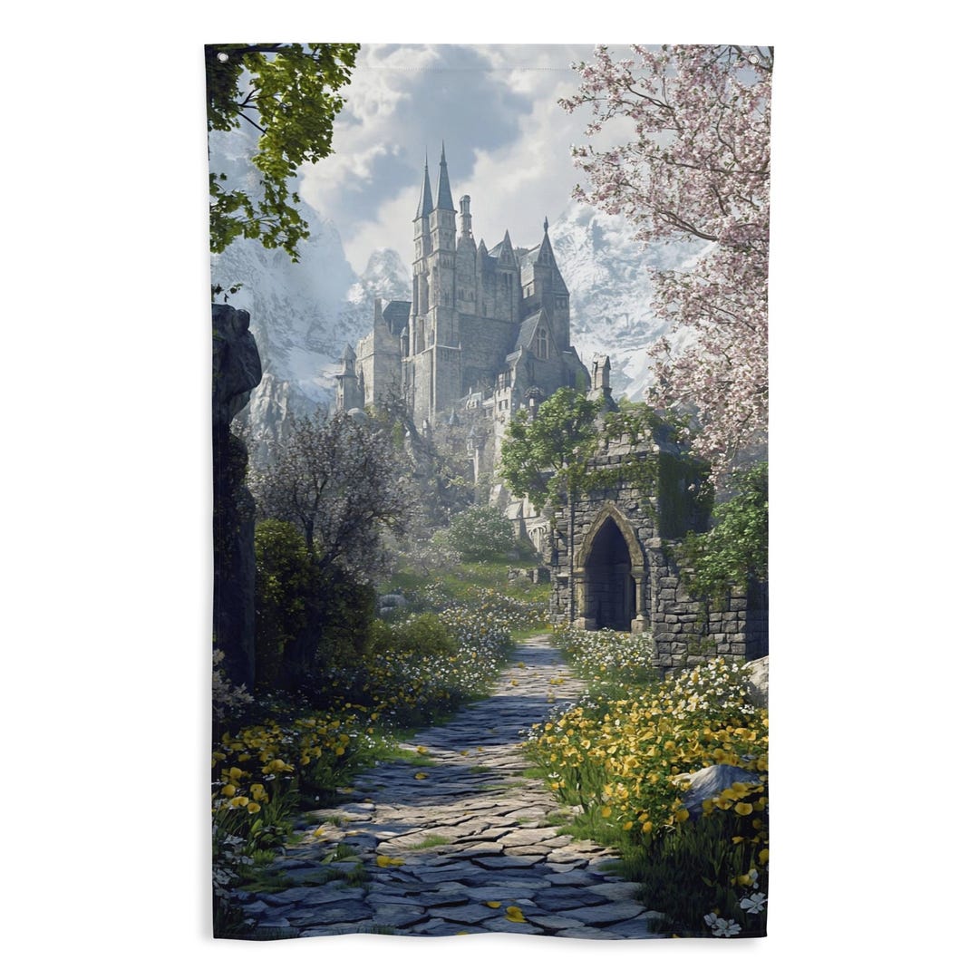 "enchanted Castle Path" Flag, Poster, Banner, Wall Decoration, Festival ...
