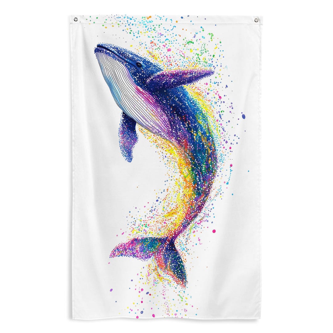 Dancing Whale Flag - Original Wall Decor - Colorful and Vibrant Art - Etsy
