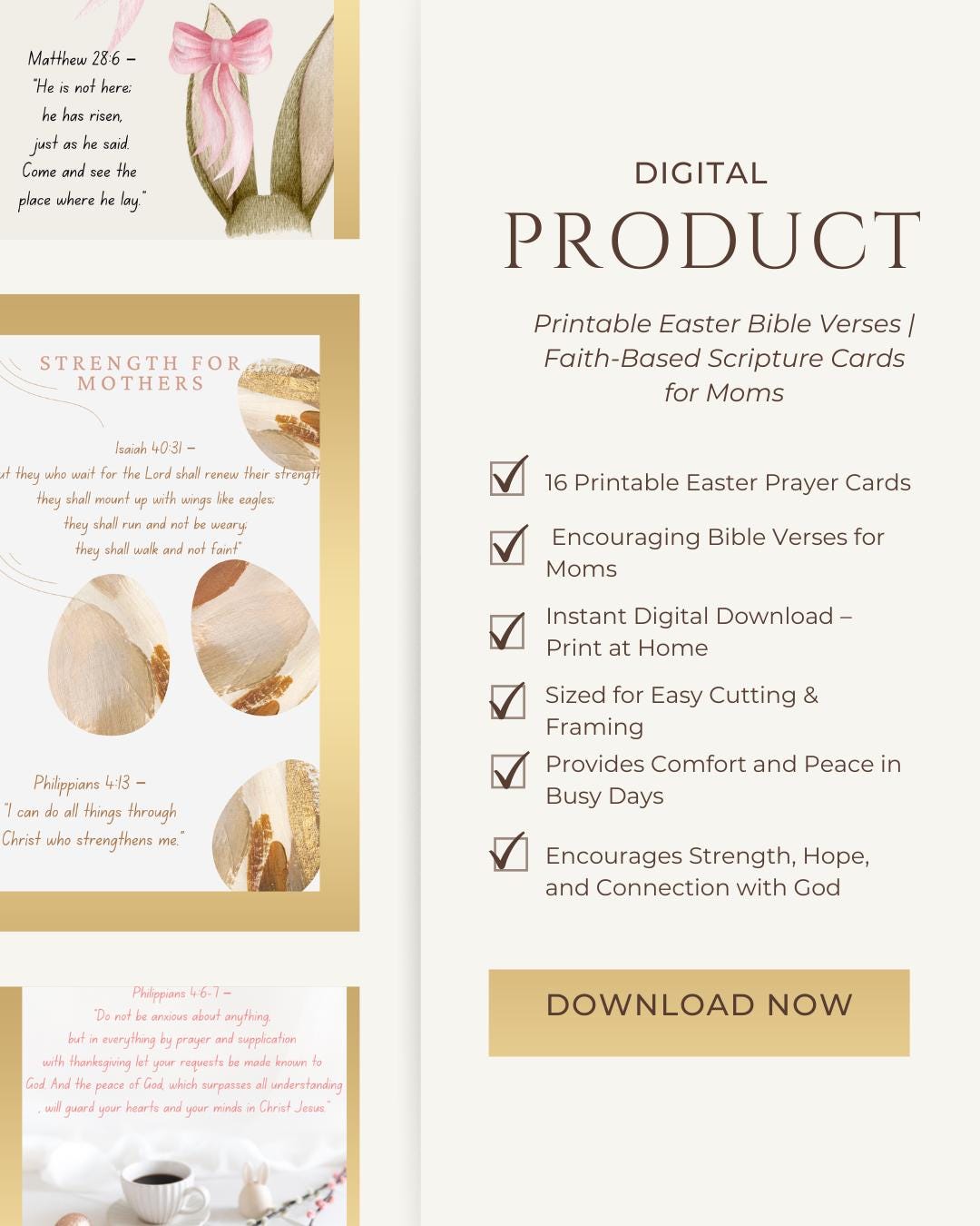 Easter Prayer Cards | Christian Scripture Cards for Encouragement| Printable Easter Bible Verses ...
