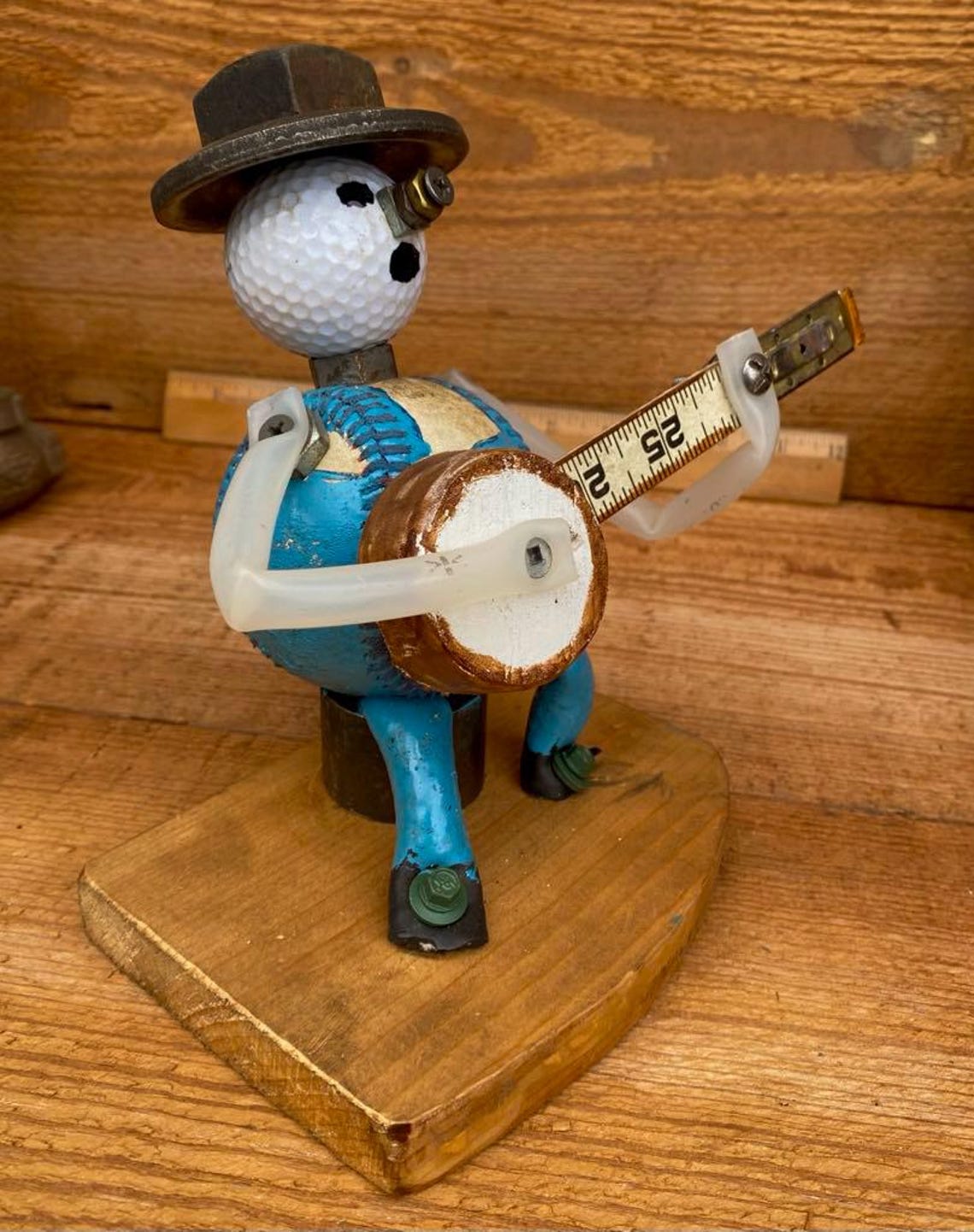 Baseball Banjo Picker the Upcycled Junk Art Sculpture | Banjo Player ...