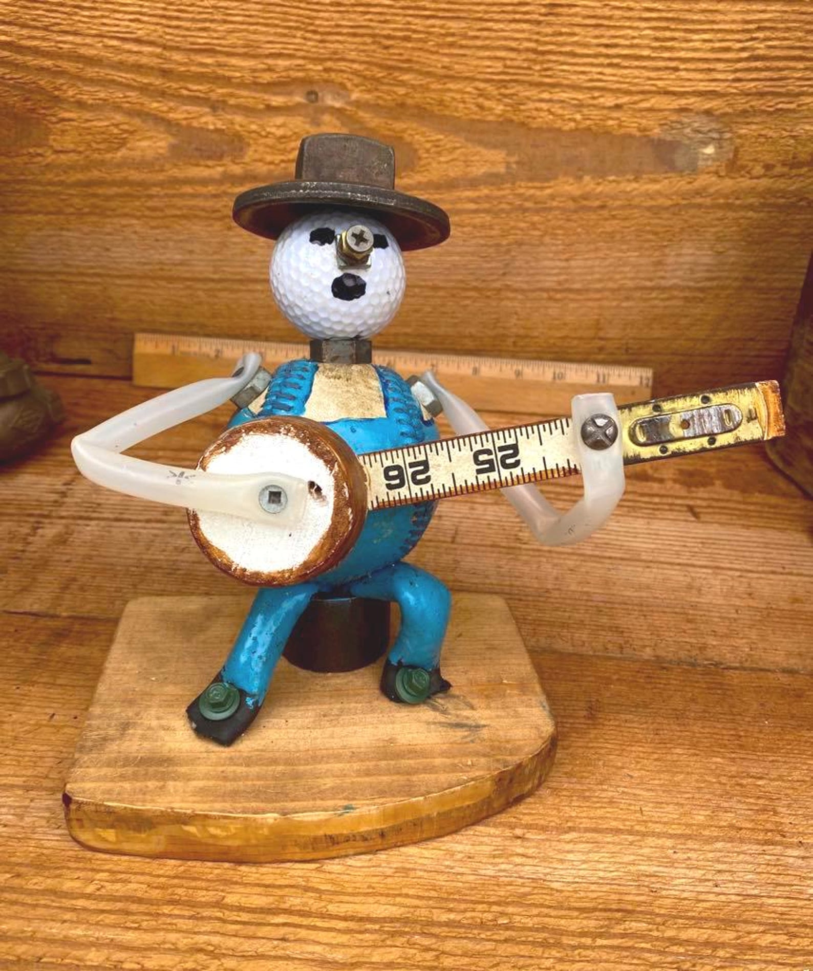 Upcycled Banjo Player Assemblage Sculpture | Repurposed Objects ...