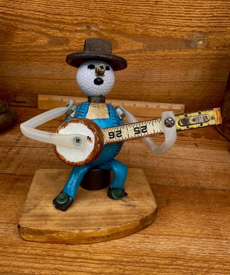 Baseball Banjo Picker the Upcycled Junk Art Sculpture | Banjo Player ...