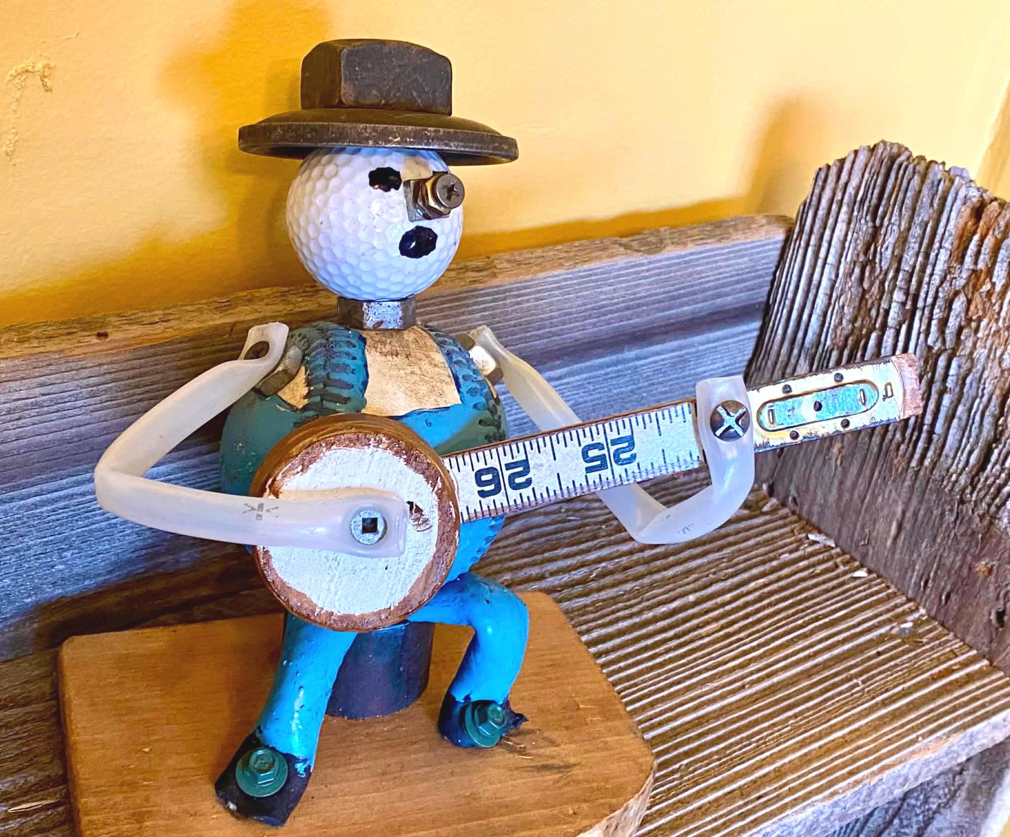 Upcycled Banjo Player Assemblage Sculpture | Repurposed Objects ...