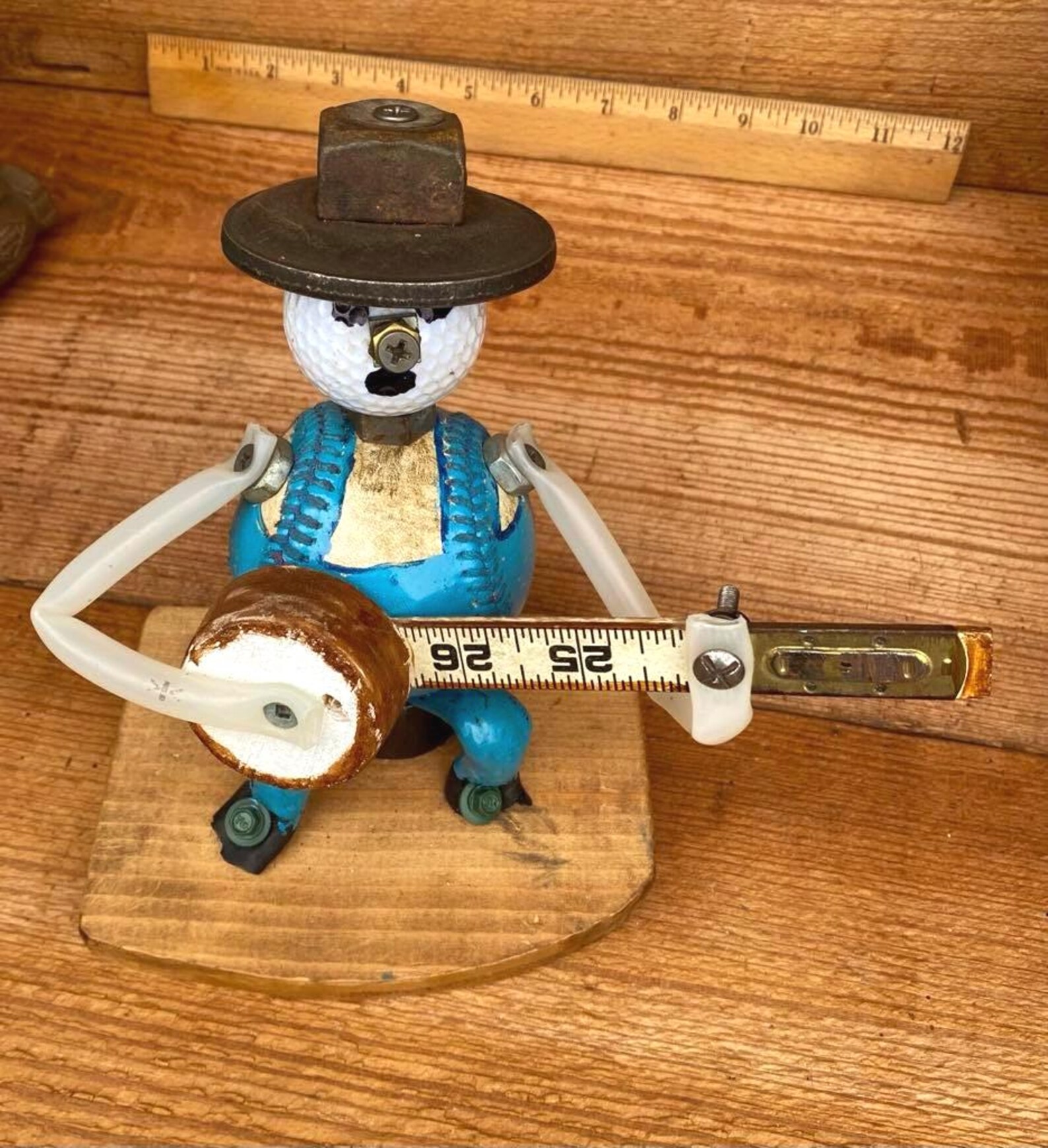 Upcycled Banjo Player Assemblage Sculpture | Repurposed Objects ...
