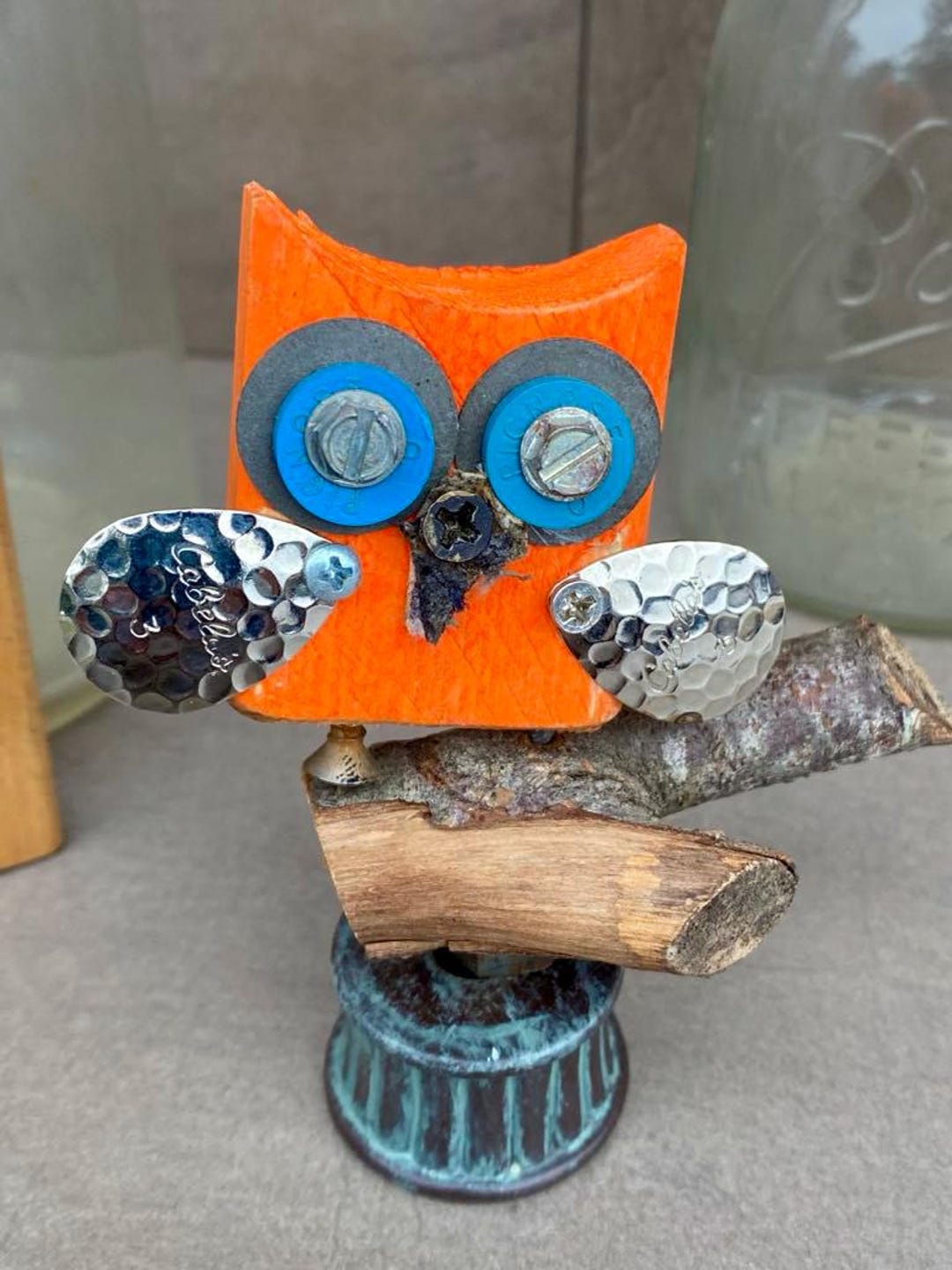Little Orange Owl | Upcycled Owl Art Sculpture | Perfect Whimsical ...