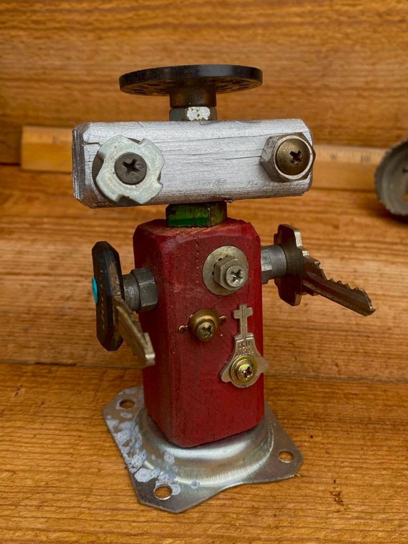 Little Red Robot the Upcycled Robot Junk Art Sculpture | Robot Lover ...