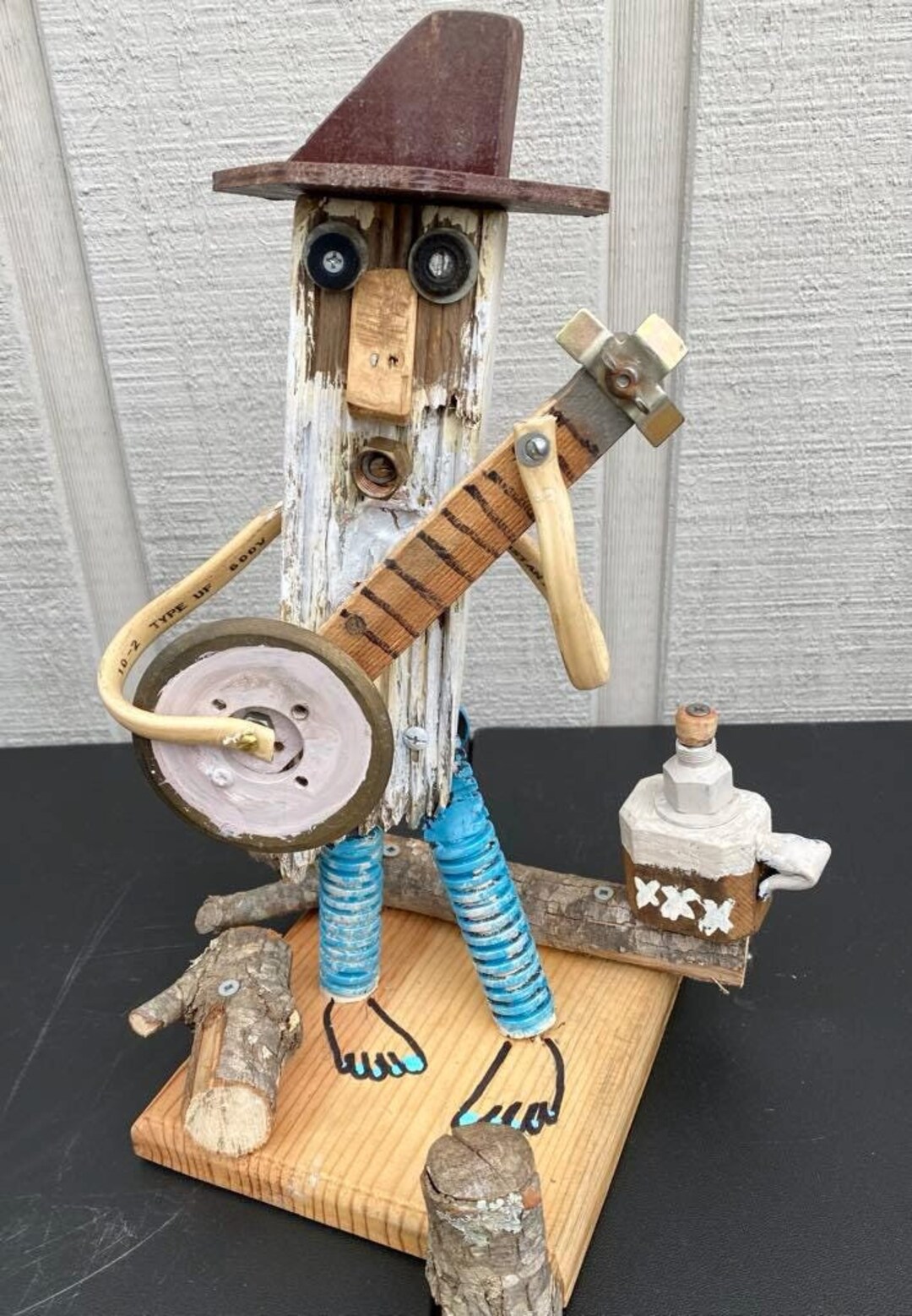Hillbilly Jed the Banjo Picker Repurposed Art Sculpture | Banjo Player ...