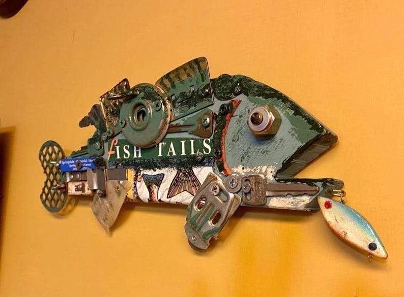 Repurposed Items Bass Fish Wall Hanging | Upcycled Bass Wall Art | Junk ...