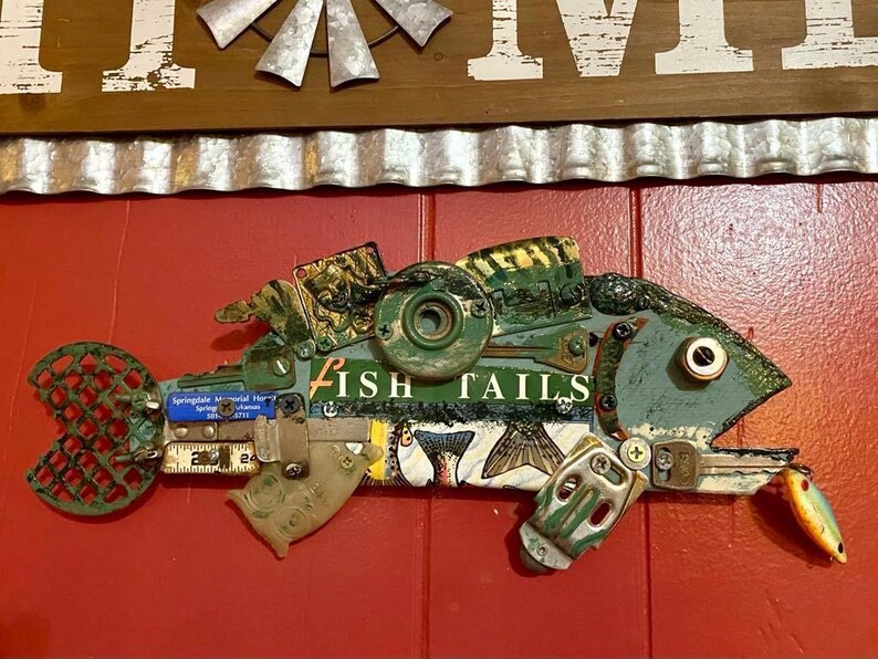 Repurposed Items Bass Fish Wall Hanging | Upcycled Bass Wall Art | Junk ...