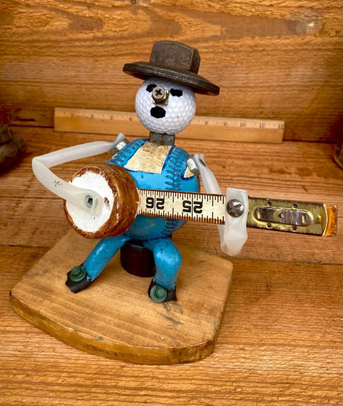 Baseball Banjo Picker the Upcycled Junk Art Sculpture | Banjo Player ...