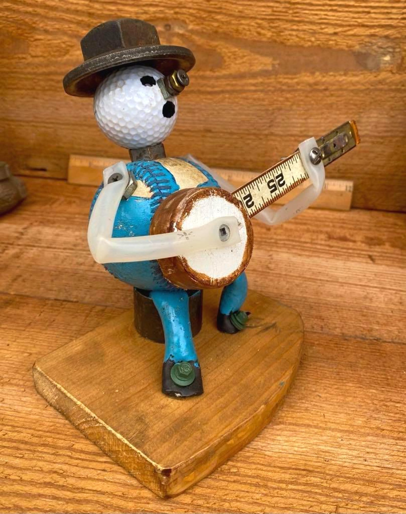 Upcycled Banjo Player Assemblage Sculpture | Repurposed Objects ...