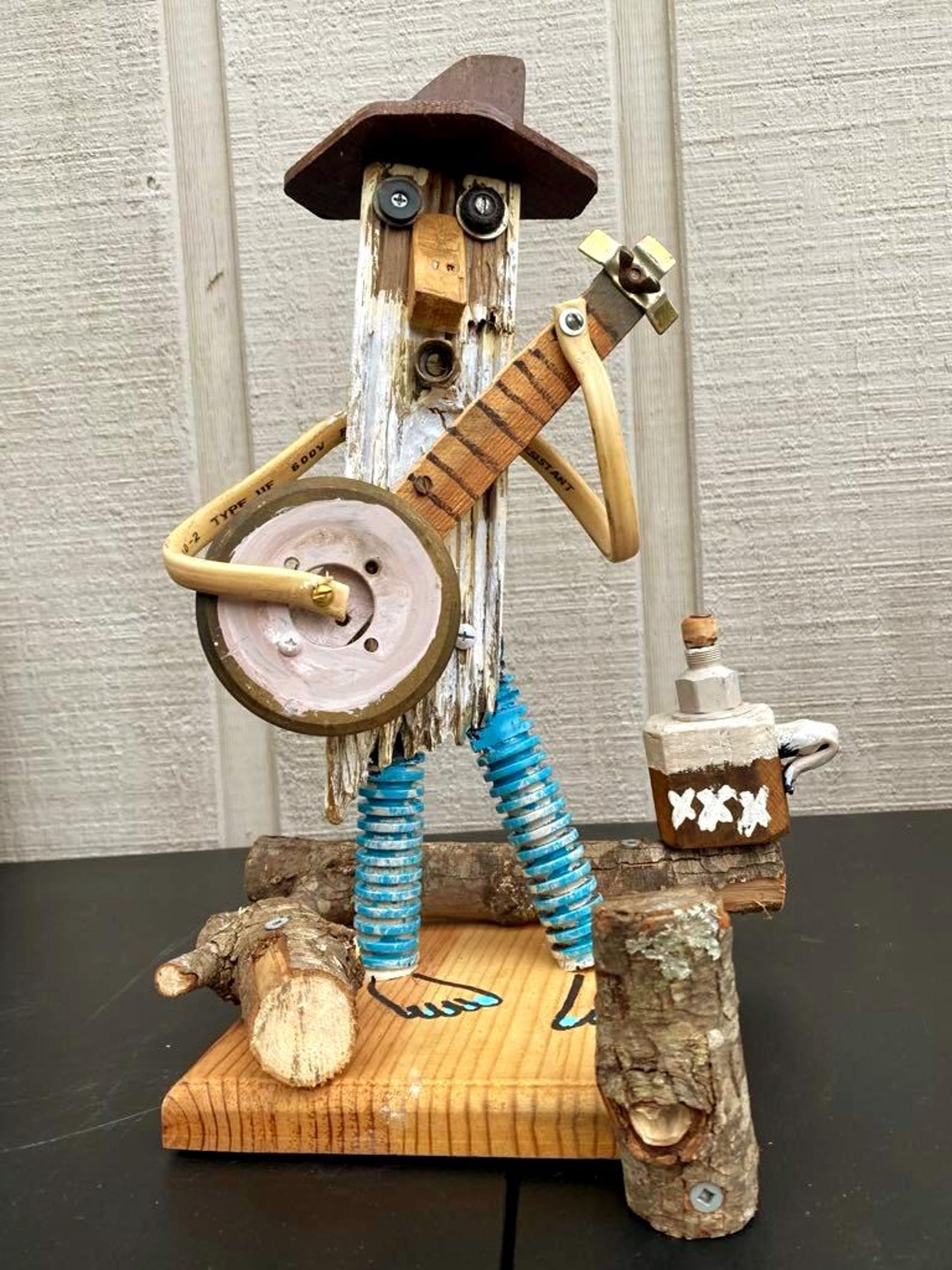 Repurposed Items Banjo Picker Art Sculpture | Hillbilly Jed Upcycled ...