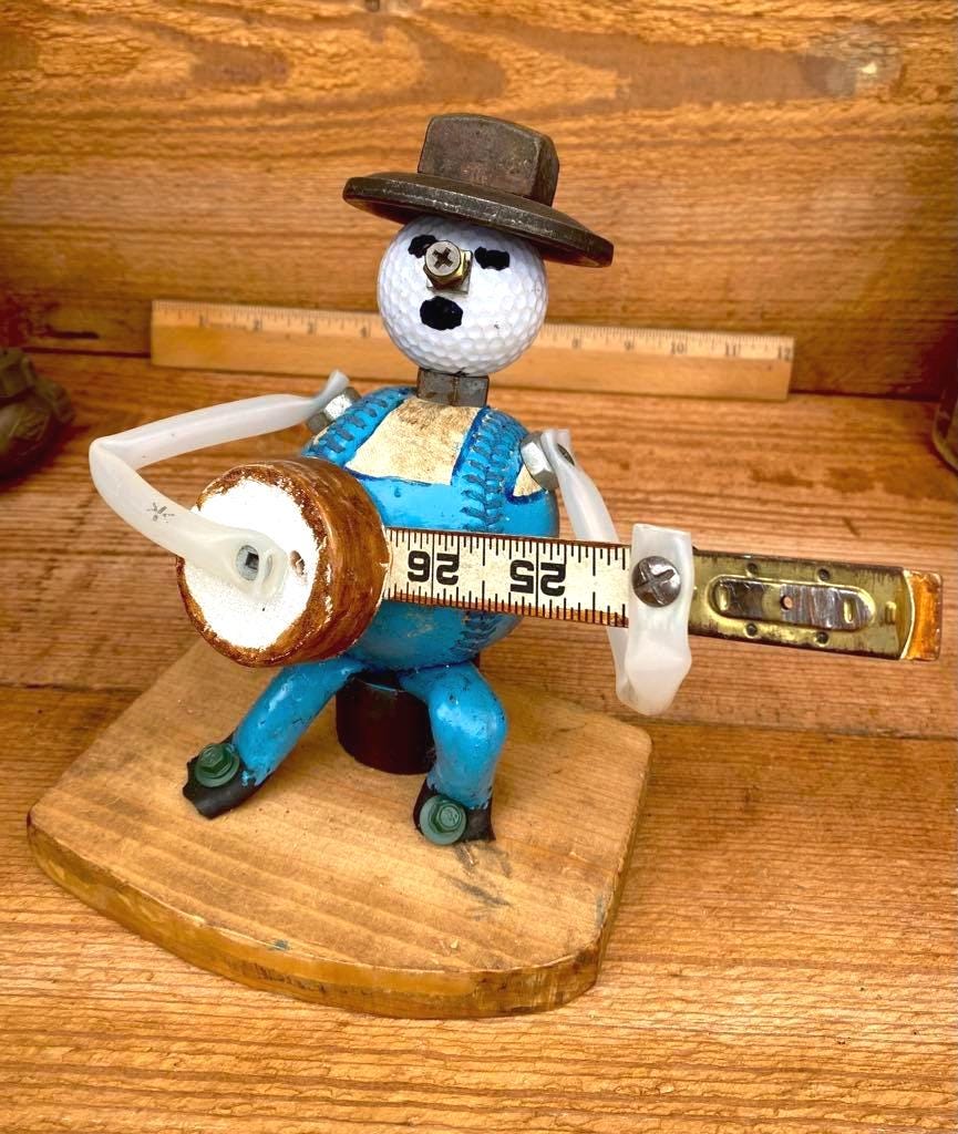 Upcycled Banjo Player Assemblage Sculpture | Repurposed Objects ...