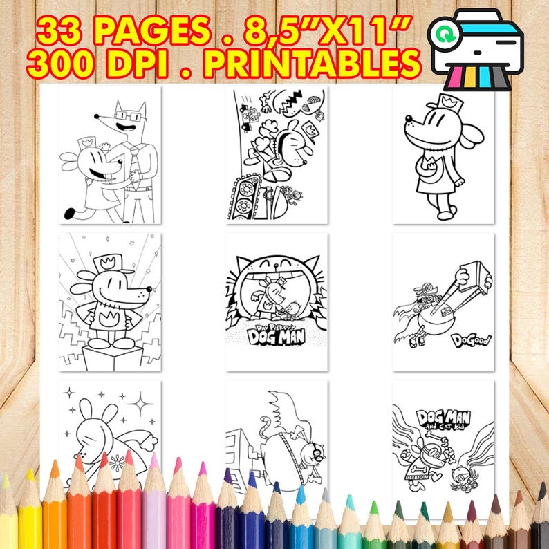 33 Dog Man Printable Coloring Pages, Dog Man Coloring Book, Fun at Home ...