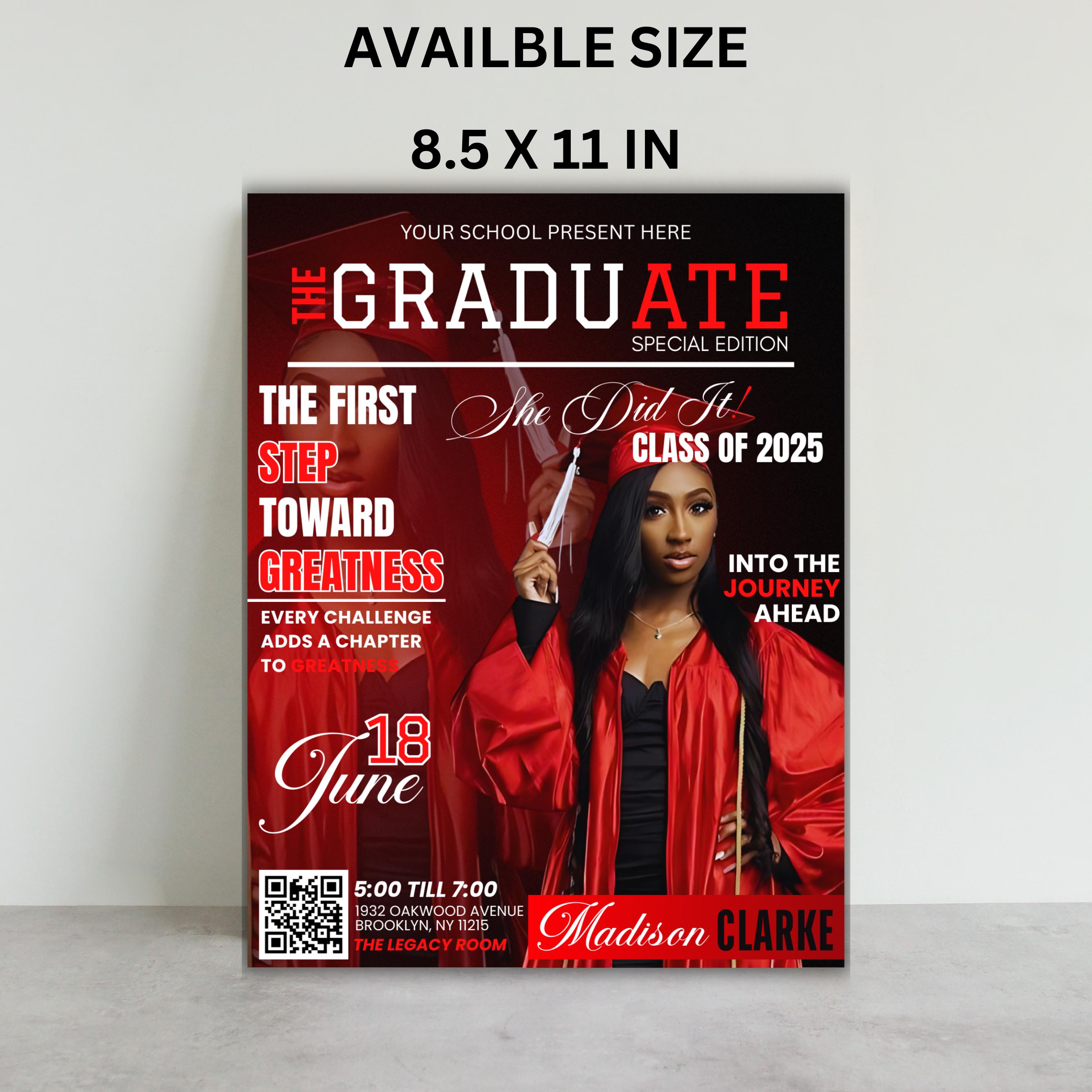 Magazine Cover Graduation Invite, Graduation Flyer, Graduation Event ...