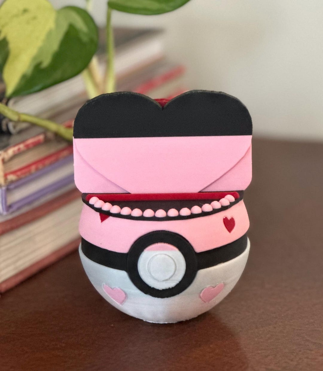 SECONDS Heart Themed Pokeball Card Display/stand, Pink and White With ...